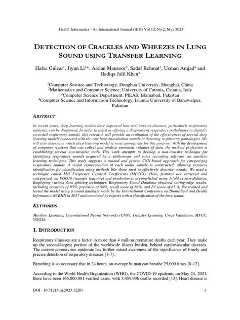 detection of crackles and wheezes in lung sound using transfer learning