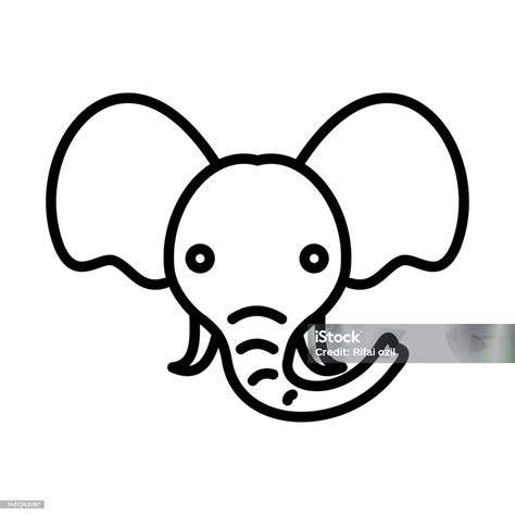 코끼리 코끼리 얼굴 아이콘 로고 디자인 벡터 템플릿 그림 기호 및 기호 픽셀 완벽 0명에 대한 스톡 벡터 아트 및 기타 이미지