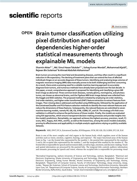 Pdf Brain Tumor Classification Utilizing Pixel Distribution And