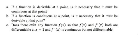 Solved A ﻿if A Function Is Derivable At A Point Is It
