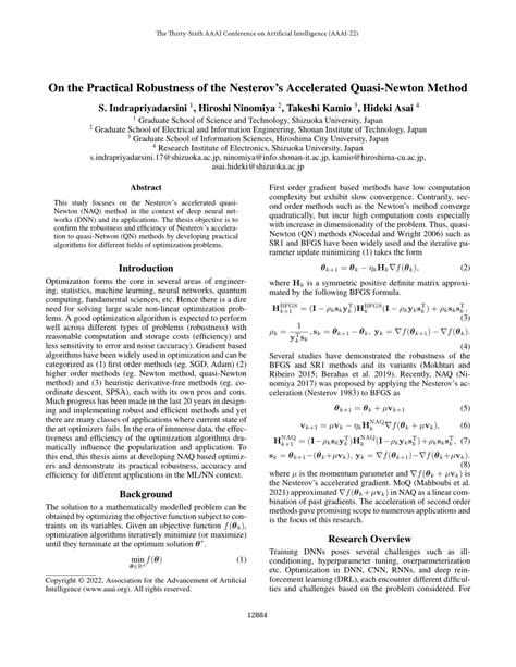 Pdf On The Practical Robustness Of The Nesterovs Accelerated Quasi
