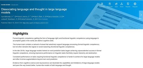 Paper Review Dissociating Language And Thought In Large Language Models