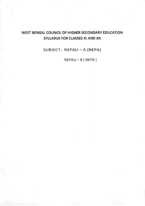 Wbchse Class 12 Nepali Syllabus 2024 Pdf West Bengal Board Class 12 Syllabus For Nepali