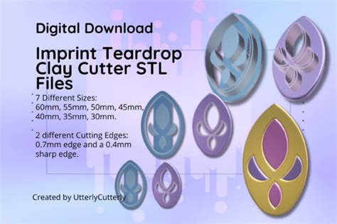 Clay Cutter Stl File Imprint Teardrop E · Creative Fabrica