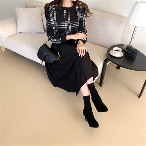 당일출고🚀 미니백 트위드 니트 롱스커트 투피스 세트