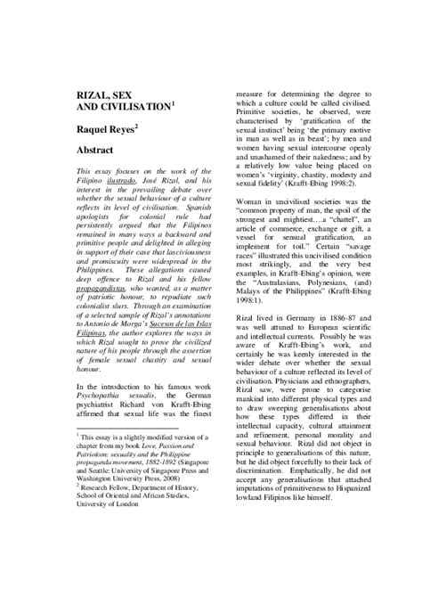 Pdf Rizal Sex And Civilisation 1