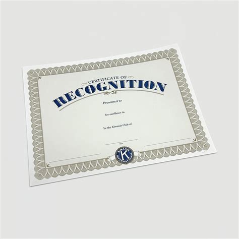 Certificate Of Recognition Kiwanis