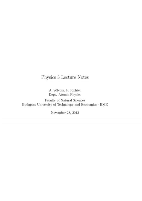 Physics 3 Lecture Notes