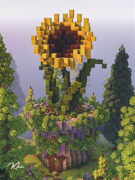 A Flower Pot House In 2024 Minecraft Houses Minecraft Minecraft Designs