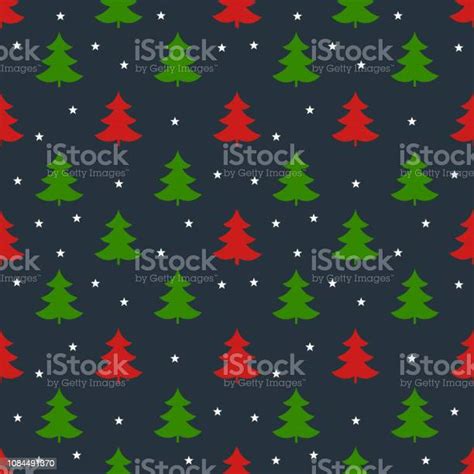 어두운 파란색 배경 완벽 한 패턴에서 빨간색과 녹색 크리스마스 트리 0명에 대한 스톡 벡터 아트 및 기타 이미지 0명 가문비나무 계절 Istock