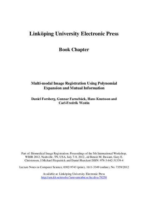 Pdf Multi Modal Image Registration Using Polynomial Expansion And