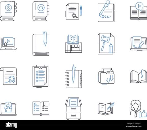 Remote Teaching Line Icons Collection Virtual Online Distance E