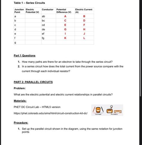 Solved PART SERIES CIRCUITS Set Up The Series Circuit
