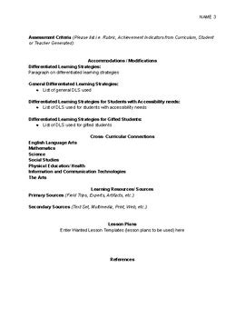 Unit Plan Template By Miss Salmons Resources TPT