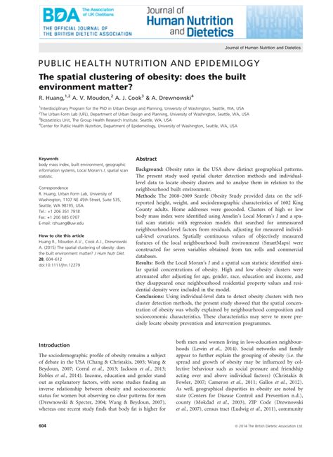 Pdf The Spatial Clustering Of Obesity Does The Built Environment Matter