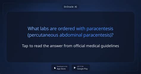 What Labs Are Ordered With Paracentesis Percutaneous Abdominal Paracentesis