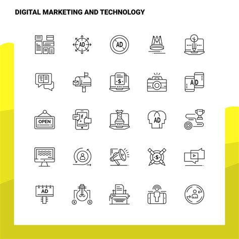 Set Of Digital Marketing And Technology Line Icon Set 25 Icons Vector Minimalism Style Design