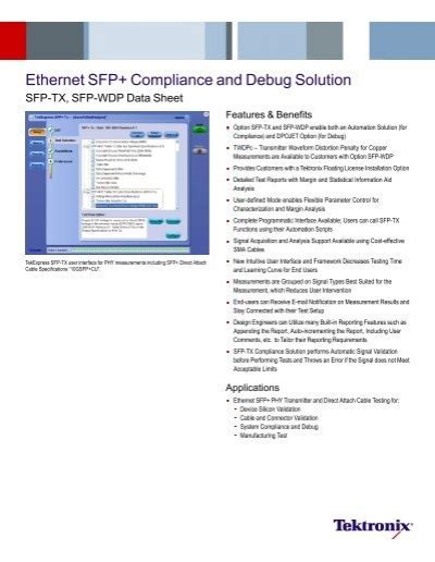 Ethernet SFP Compliance And Debug Solution Option Tektronix