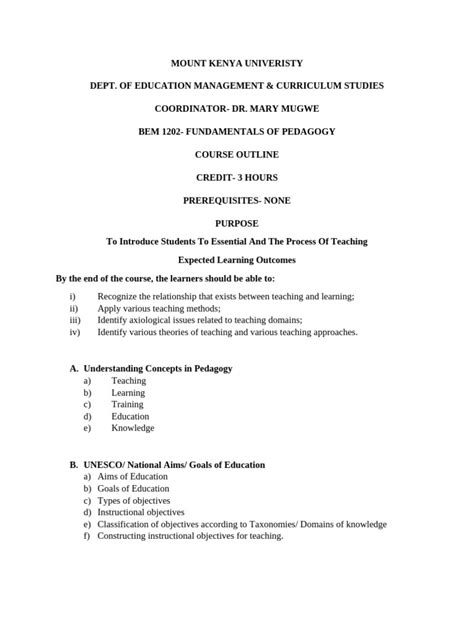 Bem 1202 Course Outline 2022 Pdf Pedagogy Learning