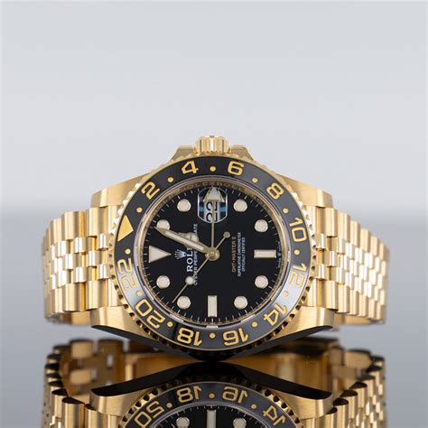Rolex Gmt Master Ii Yellow Gold Jubilee Bracelet 40mm Black Dial