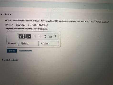 Solved Part A What Is The Molarity Of A Solution Of HCl If Chegg Com