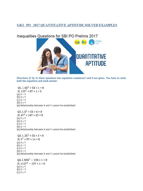 Maths Solved Problems Adda Pdf Inequality Mathematics Equations
