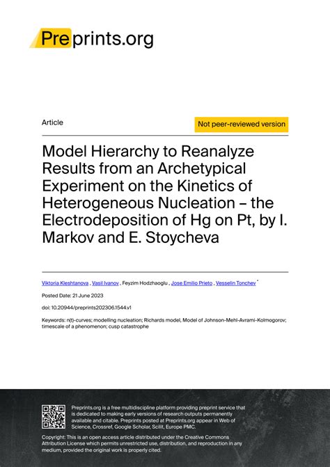 Pdf Model Hierarchy To Reanalyze Results From An Archetypical Experiment On The Kinetics Of