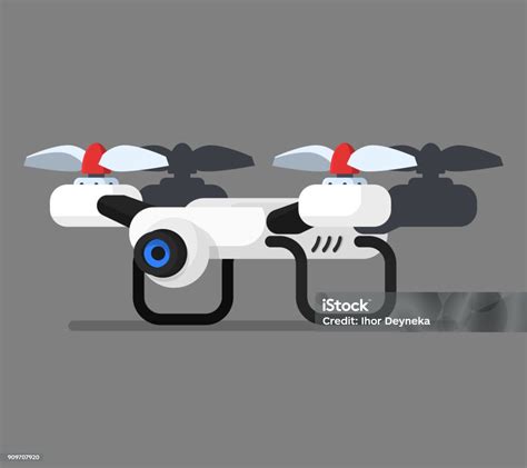 무인 항공기 Quadrocopter와 벡터 일러스트입니다 평면 스타일 만화 일러스트 레이 션 인포 그래픽 로고 및 배너에 대 한 요소 교통수단에 대한 스톡 벡터 아트 및
