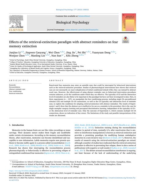 Pdf Effects Of The Retrieval Extinction Paradigm With Abstract