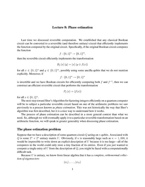 lecture 8 phase estimation cpsc quantum computation john watrous