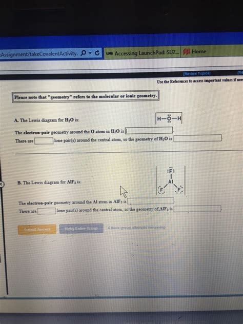 Solved The Lewis Diagram For H O Is The Electron Pair Chegg Com