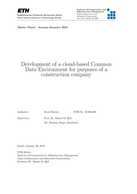 PDF Development Of A Cloud Based Common Data Environment For Purposes Of A Construction Company