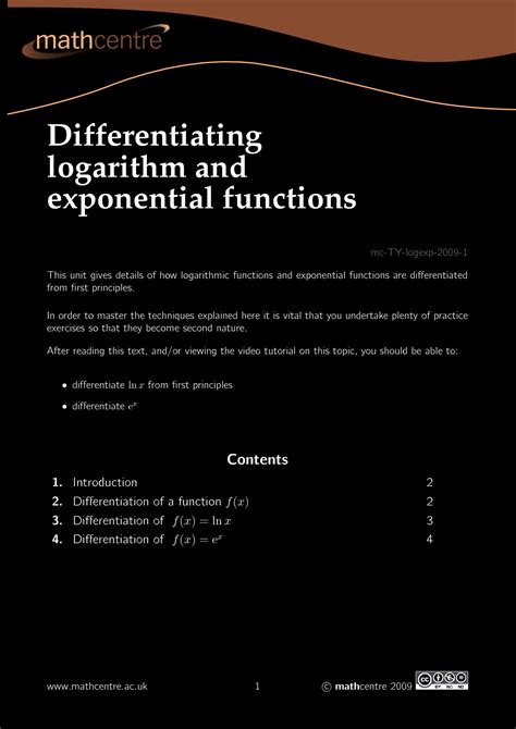 Solution Differentiating Log And Exponentional Function Studypool
