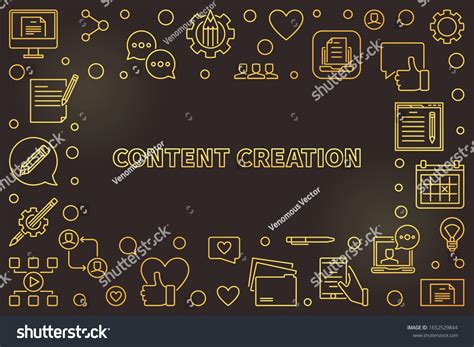 Content Creation Vector Golden Concept Thin Stock Vector Royalty Free