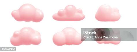 3d 구름 흰색 배경에 격리된 분홍색 페이스트 현실적인 마법의 일몰 구름 아이콘입니다 3d 렌더링 벡터 일러스트s 바람에 대한 스톡 벡터 아트 및 기타 이미지 Istock