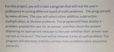 Solved For This Project You Will Create A Program That Will