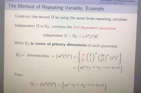 Solved The Method Of Repeating Variables 00000000000000000
