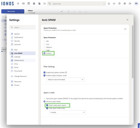 Disable Spam Reporting And Configure Custom Spam Protection Settings IONOS Help