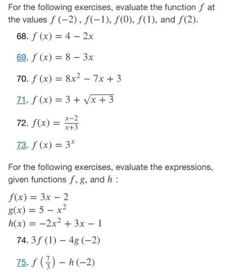 Solved For The Following Exercises Evaluate The Function F