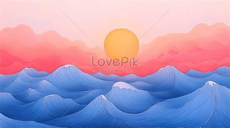 바다 일몰 판타지 일러스트 무료 다운로드 Lovepik