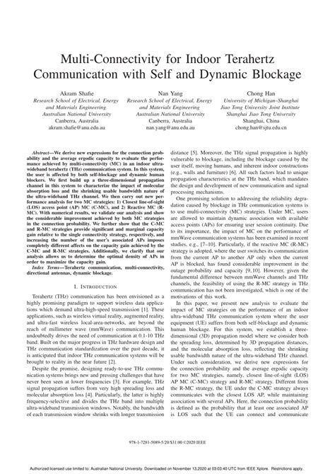 Pdf Multi Connectivity For Indoor Terahertz Communication With Self And Dynamic Blockage