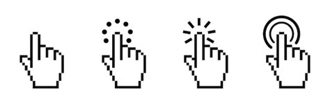 Premium Vector Pointer Computer Mouse Icon In Pixel Style Clicking Cursor Pointing Hand