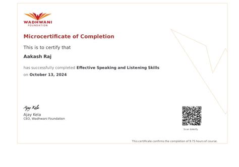 Aakash Raj On Linkedin Wadhwani Course Completion Certificate