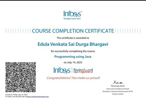 Edula Venkata Sai Durga Bhargavi On Linkedin Javaprogramming Infosysspringboard Infosys