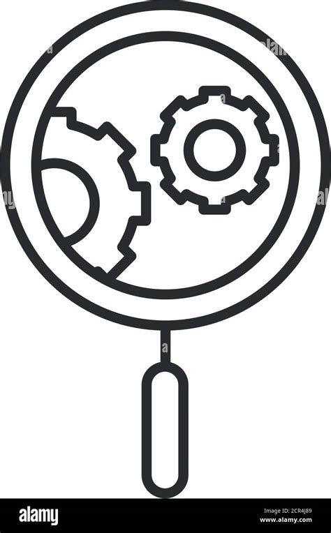 data analysis magnifying glass gear engine optimization vector