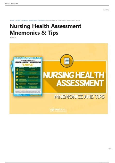 Nursing Health Assessment Mnemonics Tips Artofit