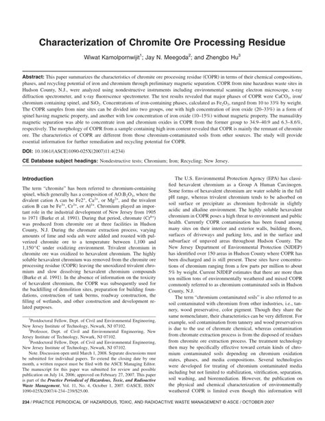 Pdf Characterization Of Chromite Ore Processing Residue