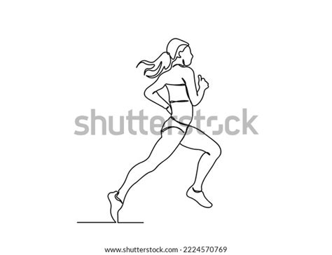 Runner Line Art Drawing Continues Line Stock Vector Royalty Free