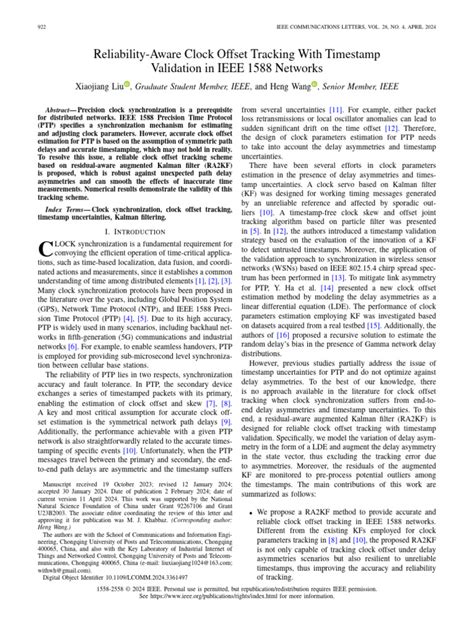 Reliability Aware Clock Offset Tracking With Timestamp Validation In