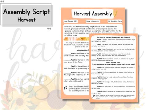Ks1 Assembly Script Harvest Teaching Resources